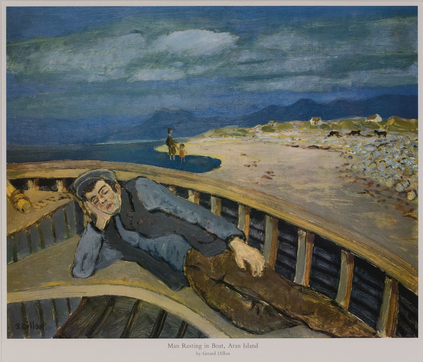 Gerard Dillon | MAN RESTING IN BOAT, ARAN ISLAND | MutualArt