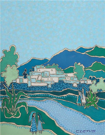 Brother Cletus Behlmann | Blue Pueblo scene | MutualArt