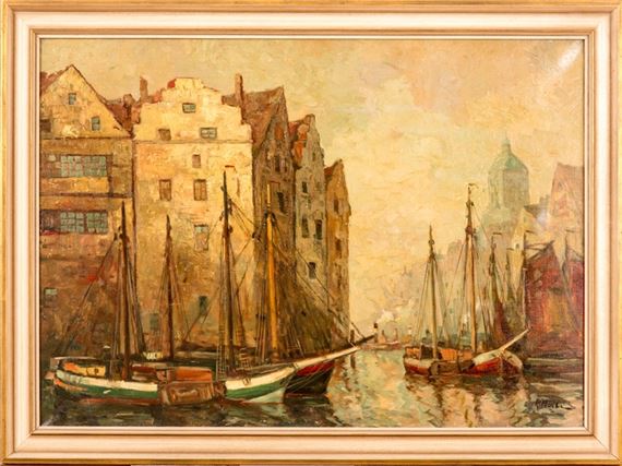 Rudolf Priebe | Hamburger Fleet mit Speicherhäusern | MutualArt