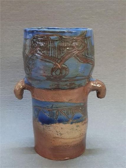 Vassil Ivanoff | Vase with two side handles in brown stoneware and ...
