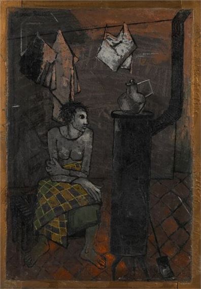 Mara Rucki | Seated figure near a fireplace | MutualArt