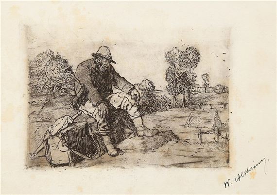 Wilhelm Adam Altheim | Sitzender Mann mit Hund (1908 - 1909) | MutualArt