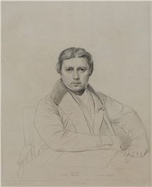 Calamatta Luigi | Jean-Auguste-Dominique Ingres am Tisch sitzend, vor ...