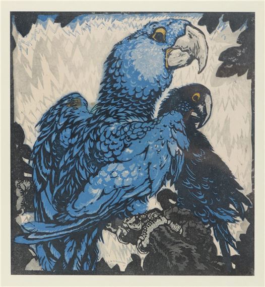Ludwig Heinrich Jungnickel | Zwei blaue Ara | MutualArt
