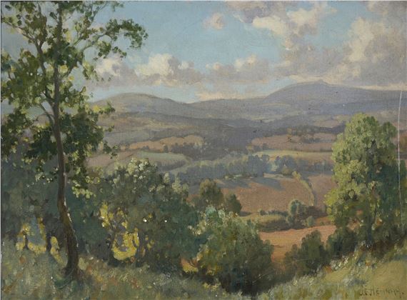 Joseph Edward Hennah | a Dorsetshire landscape with gently rolling ...