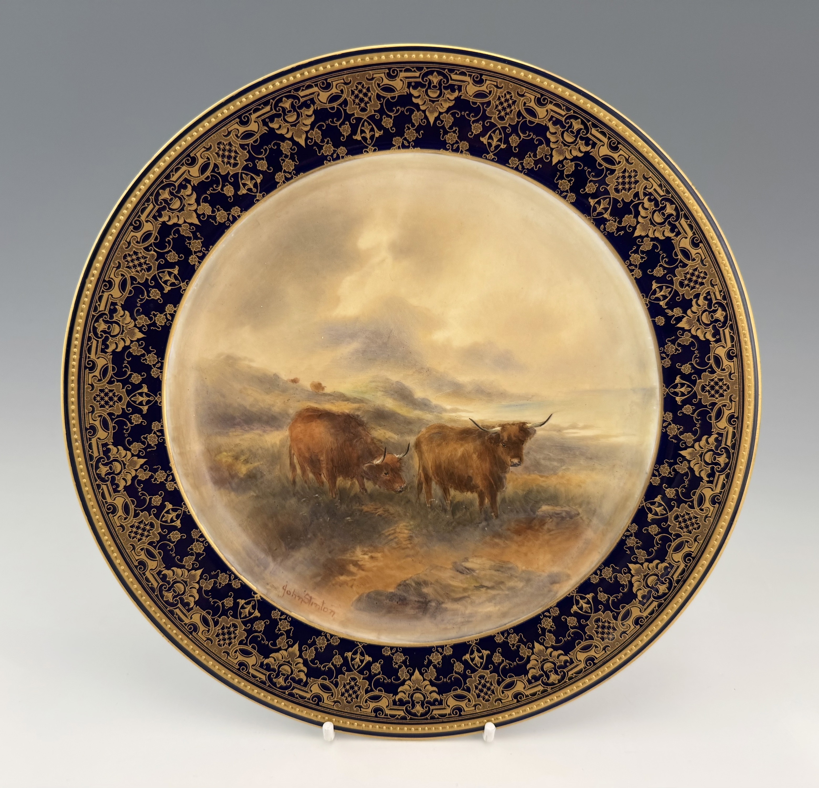 John Stinton | Highland Cattle painted plate | MutualArt