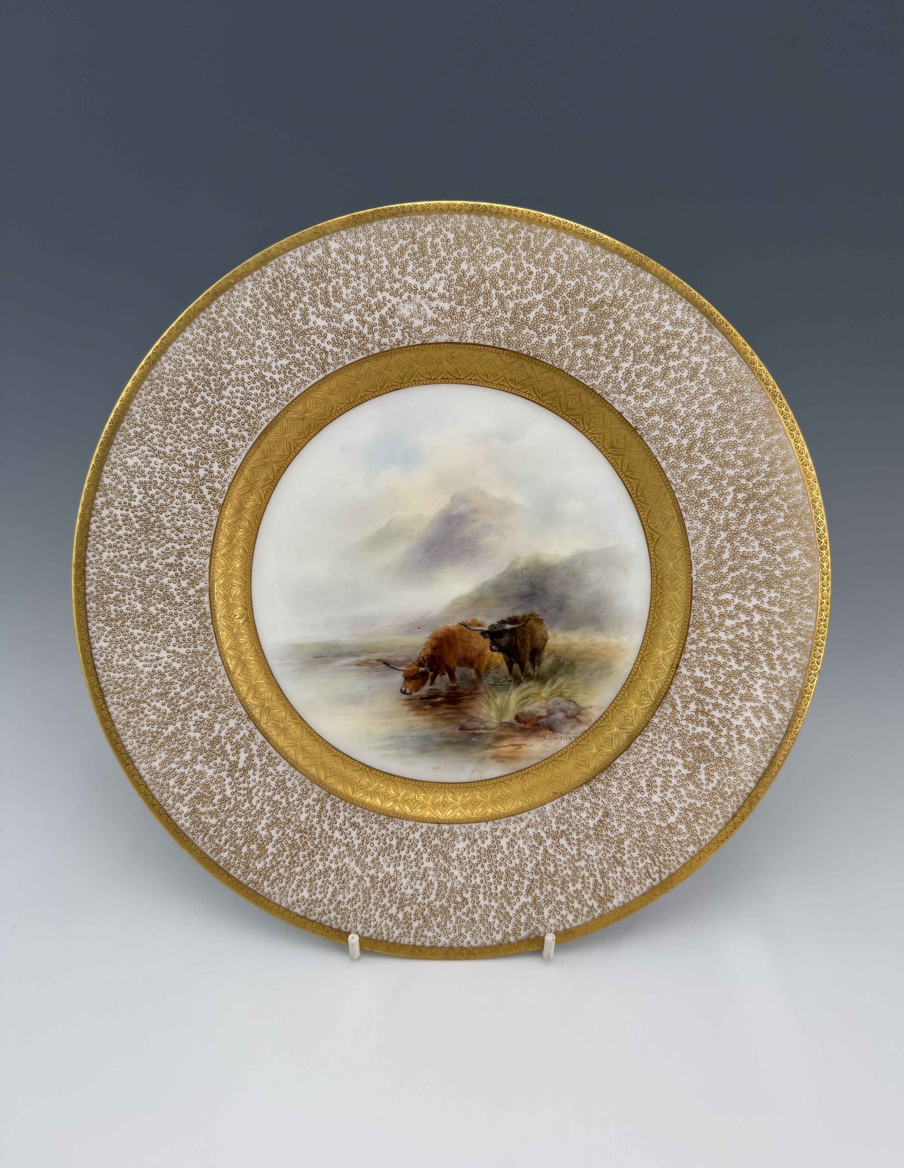 John Stinton | Highland Cattle painted plate | MutualArt