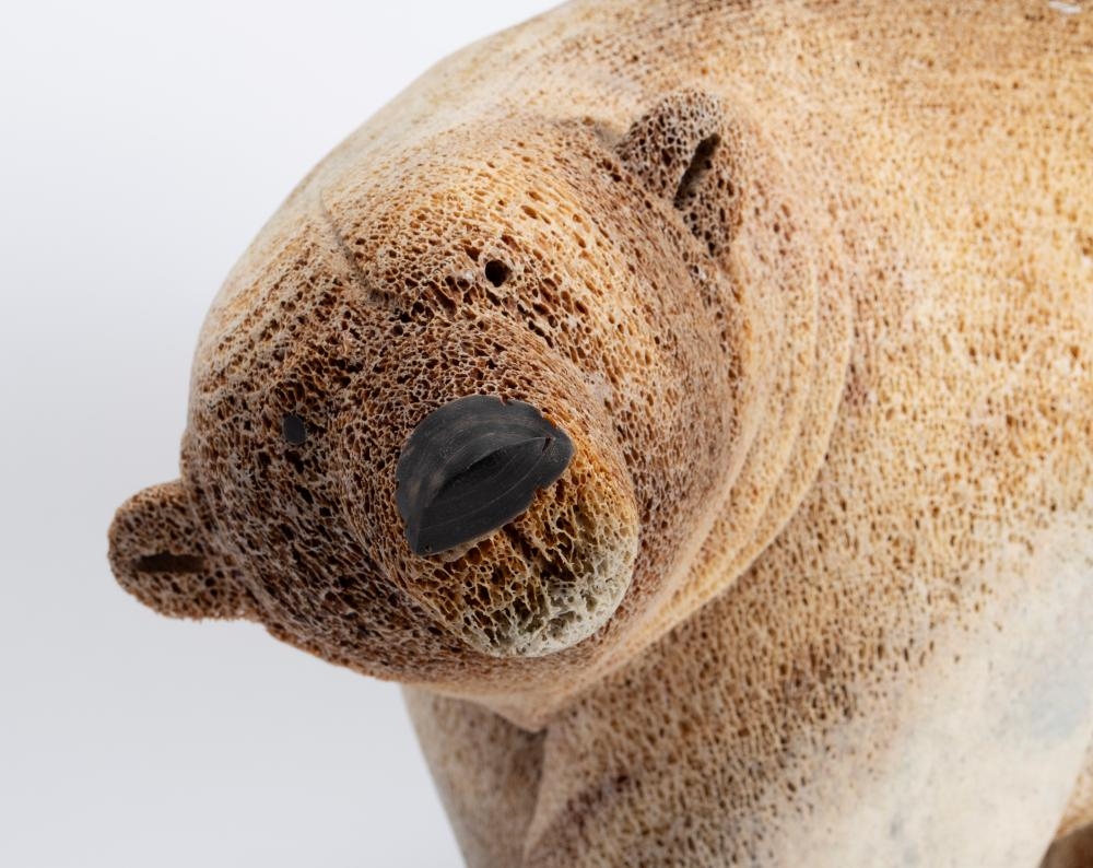Ronald Apangalook | Fossilized carving of a polar bear walking on all ...