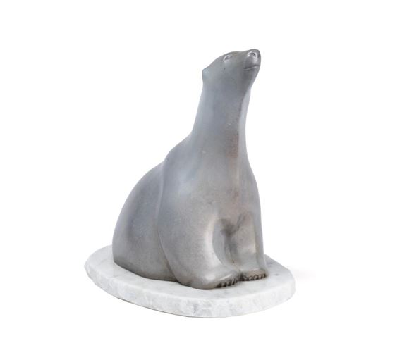 Melvin Olanna | Seated polar bear on a marble base (1991) | MutualArt