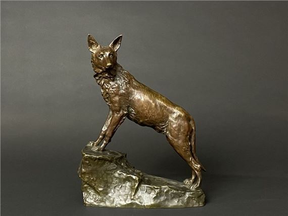 Marius Joseph Sain | Wolf dog on a rock | MutualArt