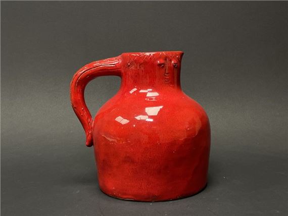 Robert Cloutier | Red enamel ceramic pitcher | MutualArt