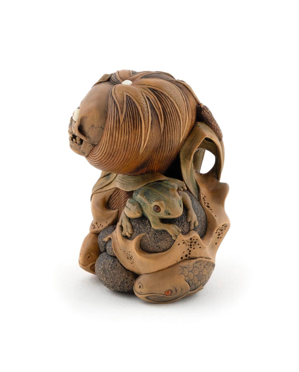 David Carlin | CARVED POLYCHROME BOXWOOD NETSUKE | MutualArt