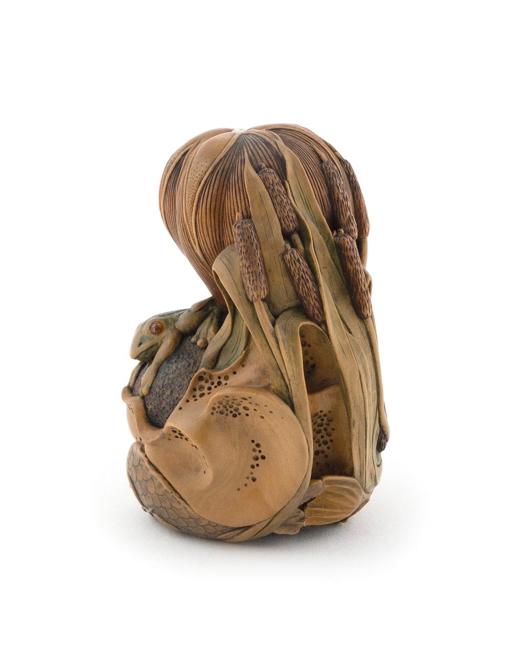 David Carlin | CARVED POLYCHROME BOXWOOD NETSUKE | MutualArt