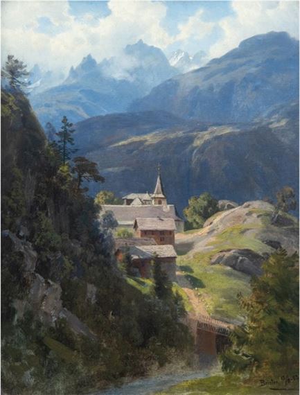 Adolf Conrad Mosengel | Dorf am Bristen (1883) | MutualArt