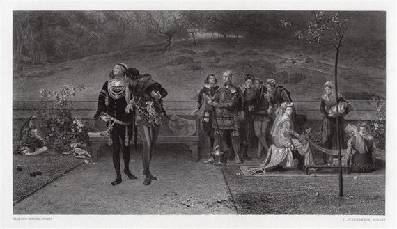 Marcus Stone | Edward II and Piers Gaveston (1875) | MutualArt
