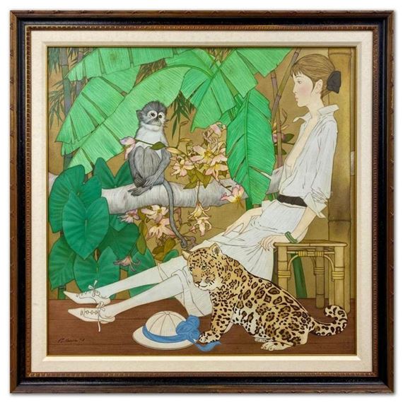 Philippe Henri Noyer | Woman with Leopard and Monkey (1978) | MutualArt