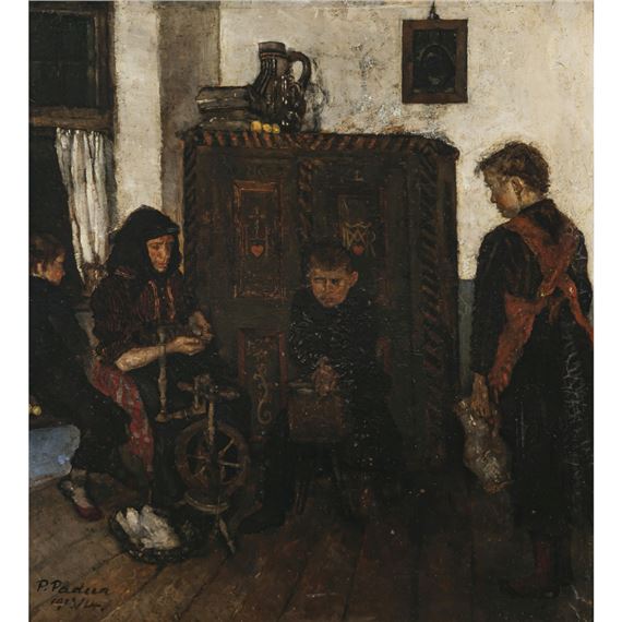 Paul Mathias Padua | Mother with children at the spinning wheel (1923 ...