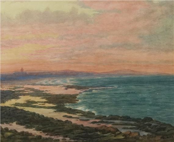 Fred J. Maher | Sunset on the beach (20th Century) | MutualArt