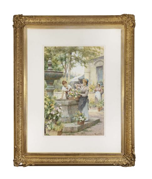 Alfred Augustus Glendening Jr. | Young woman by a pool of water lilies ...