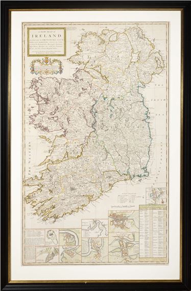 Herman Moll | A FINE AND DECORATIVE HAND COLOURED MAP OF IRELAND (1732 ...