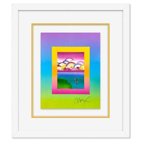 Peter Max | Umbrella Man with Rainbow Sky on Blends | MutualArt