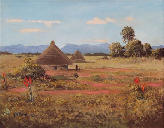 G.W. Pohl | African Huts in a Rural Setting | MutualArt