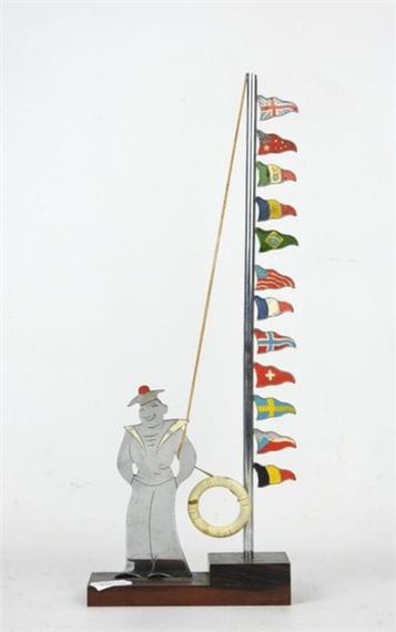 Raymond Sudre | Sailor with 12 flags in enameled metal | MutualArt