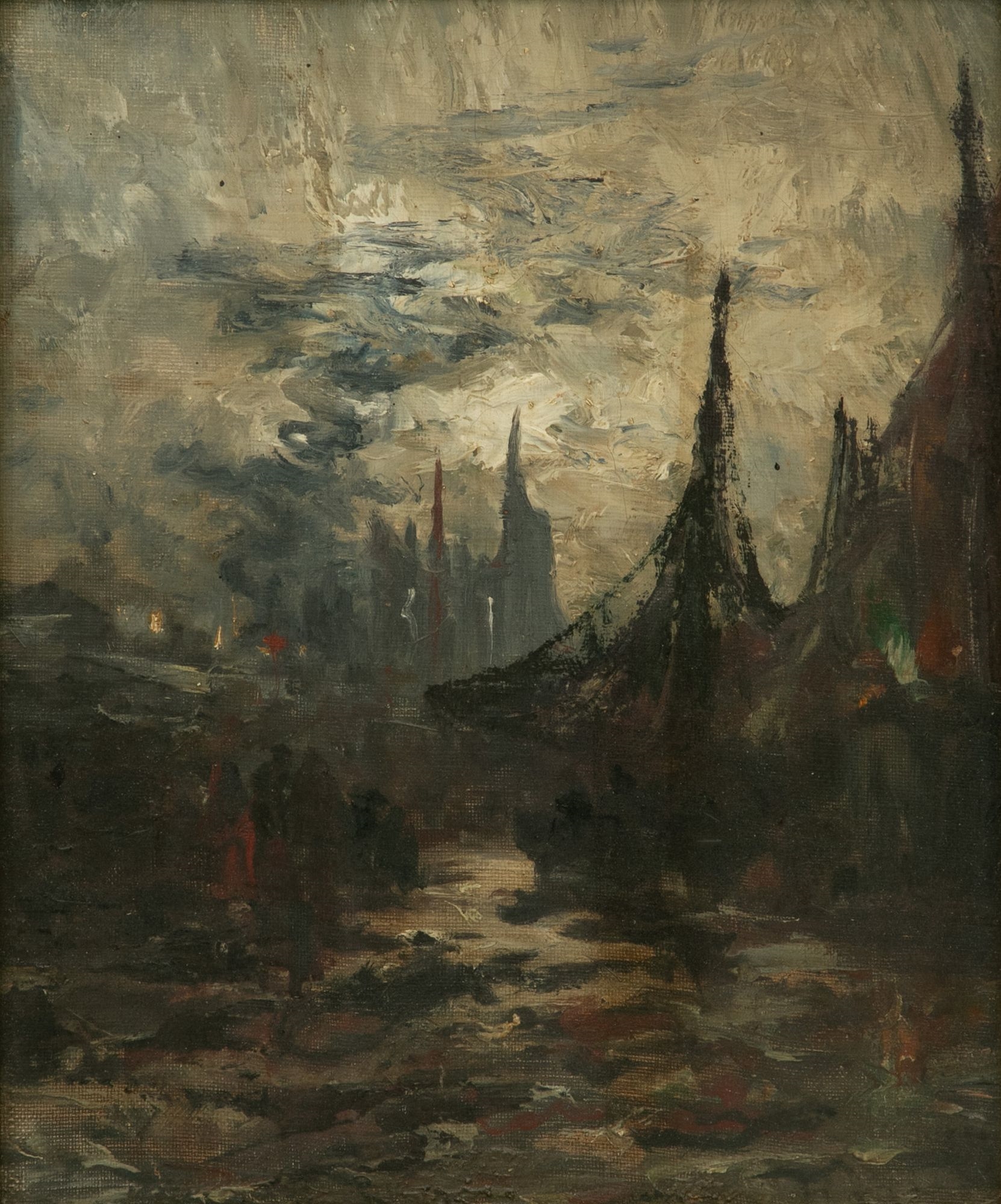 Robert Hopkin | Drying Fishing Nets by Moonlight | MutualArt