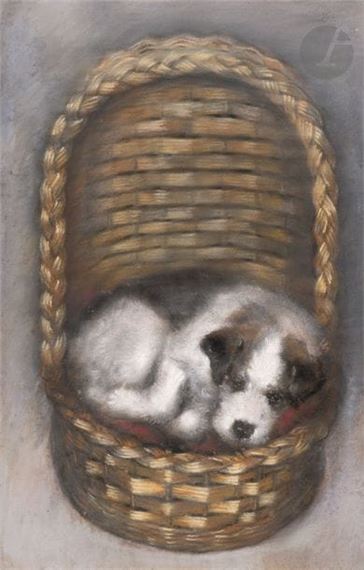 Toshio Bando | Dog in basket | MutualArt