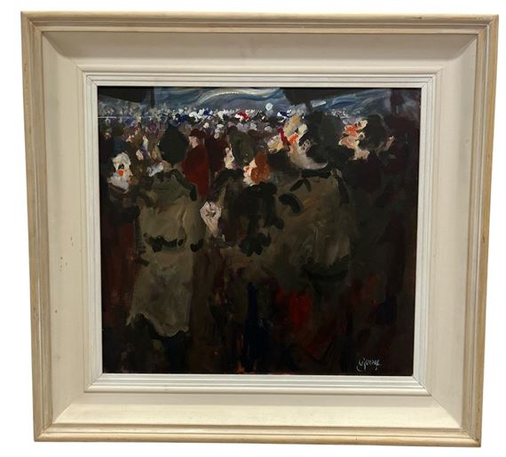George Dunne | Scene of People at Horse Races | MutualArt