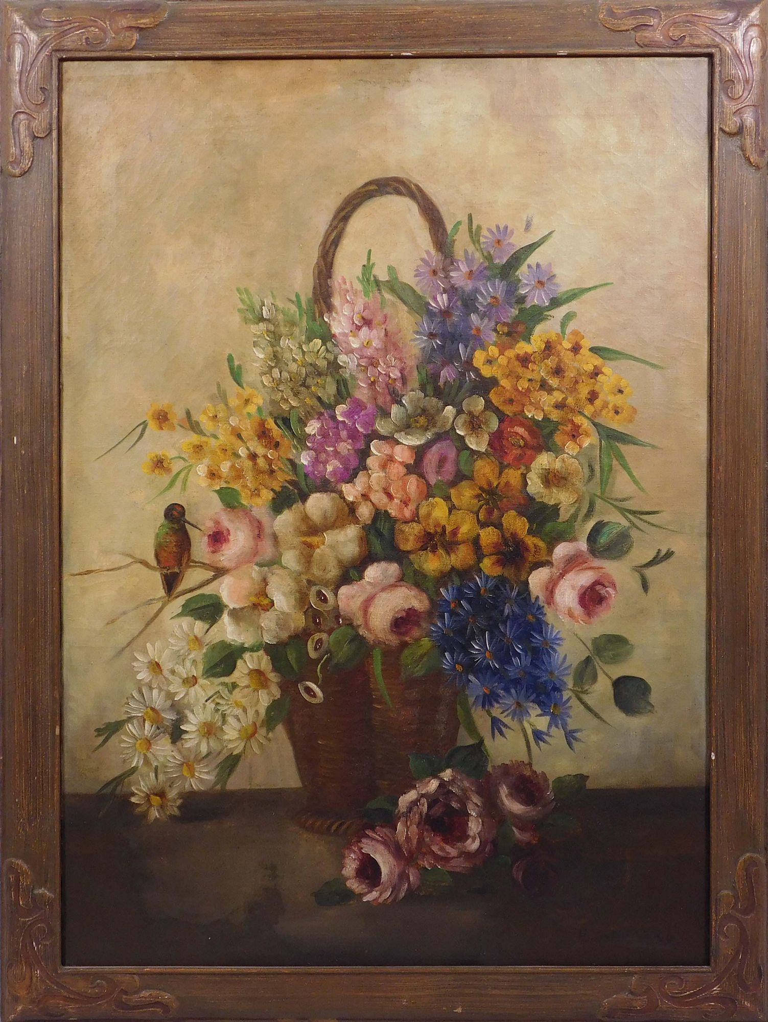 H. Langer | Basket of Flowers with a Humming Bird | MutualArt