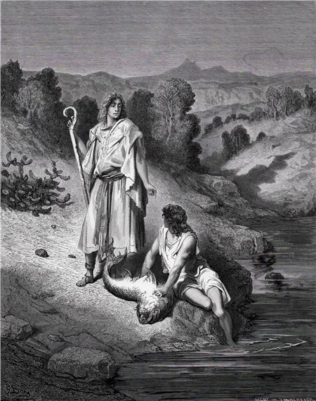 Gustave Doré | Tobias Catches a Fish (1880) | MutualArt