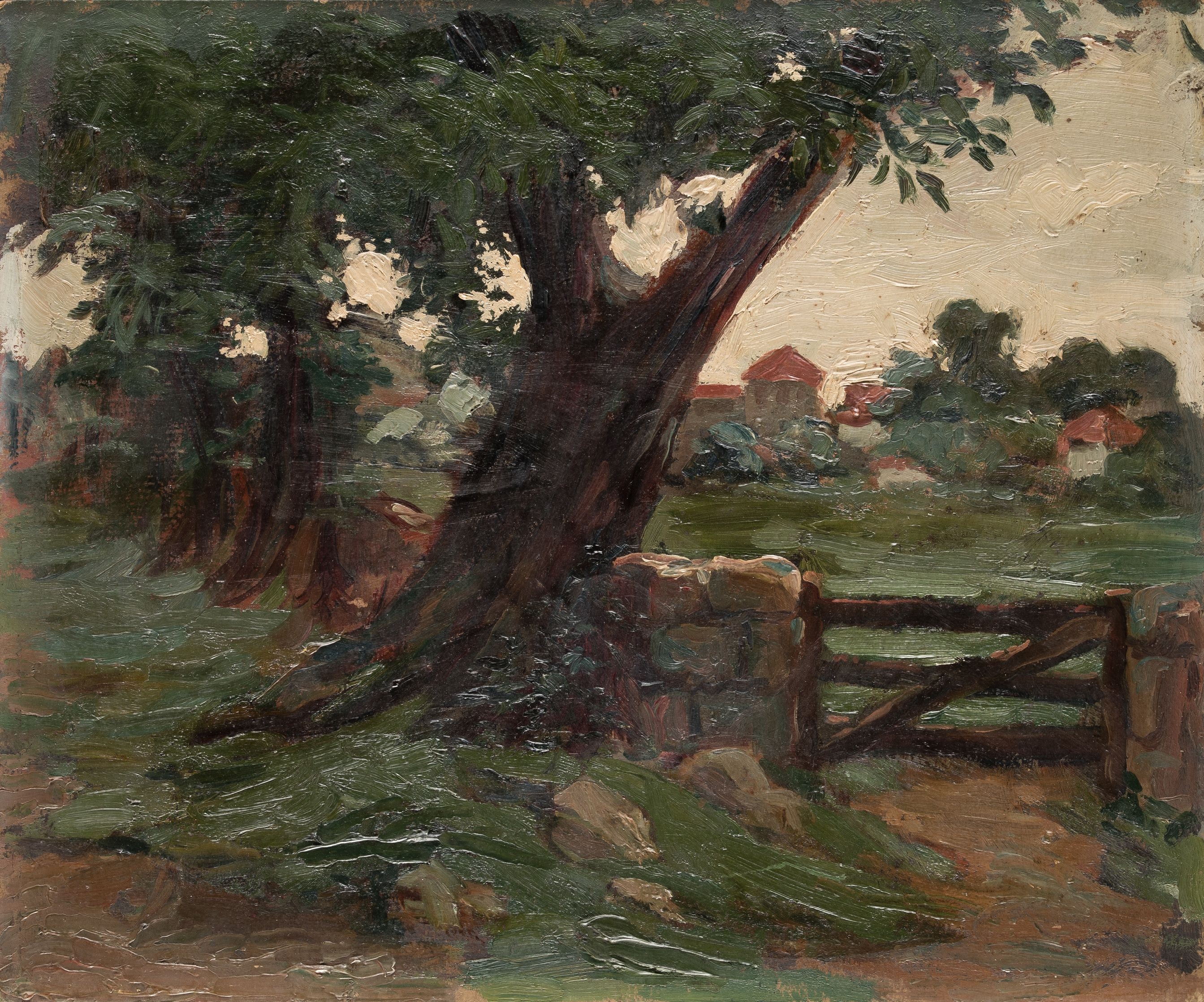 Vicente Diaz Gonzalez | Landscape with tree and fence (1889) | MutualArt