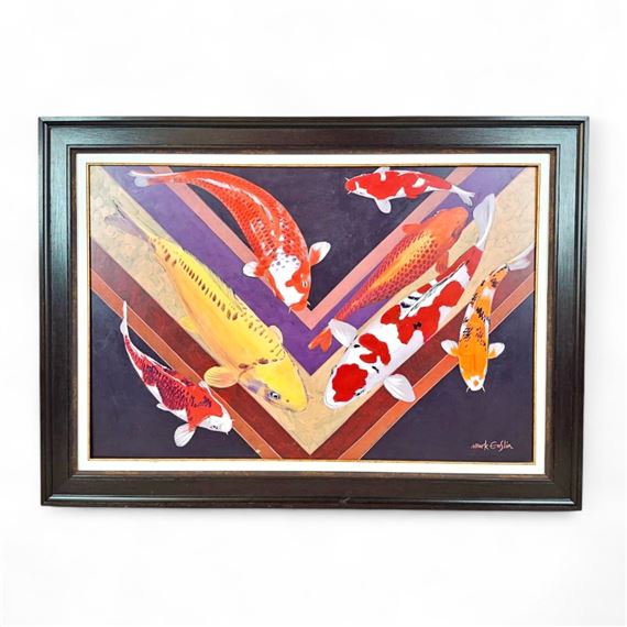 Mark Enslin | BEAUTIFUL DARK WOODEN FRAMED OIL PAINTING OF KHOI FISH ...