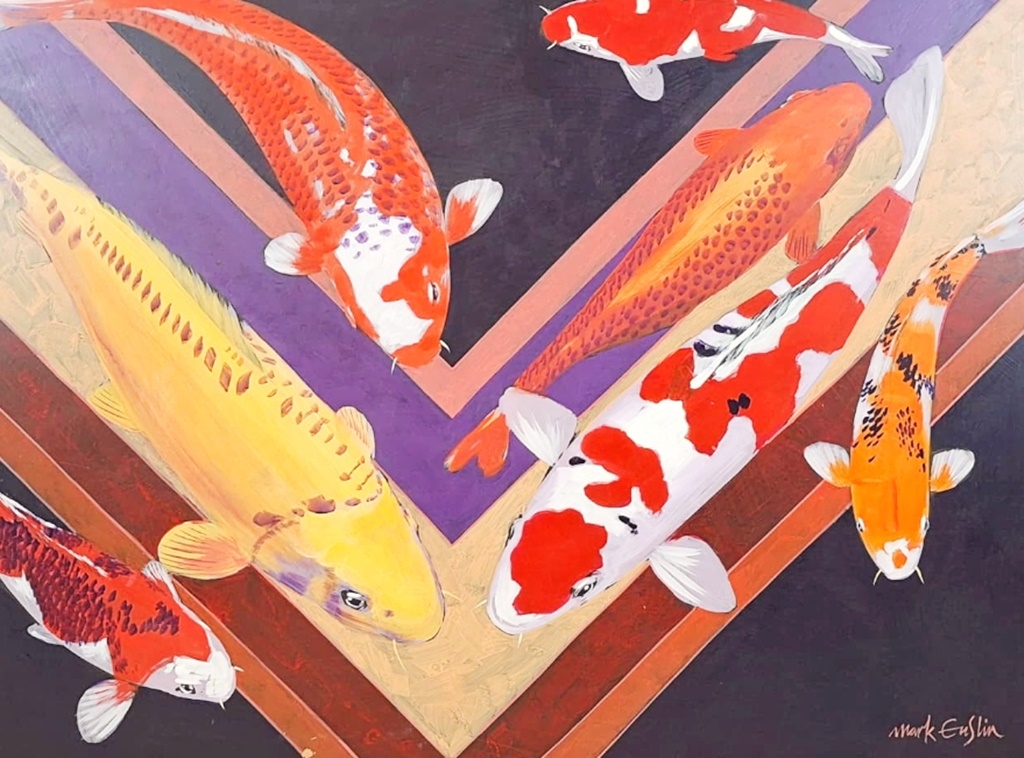 Mark Enslin | BEAUTIFUL DARK WOODEN FRAMED OIL PAINTING OF KHOI FISH ...