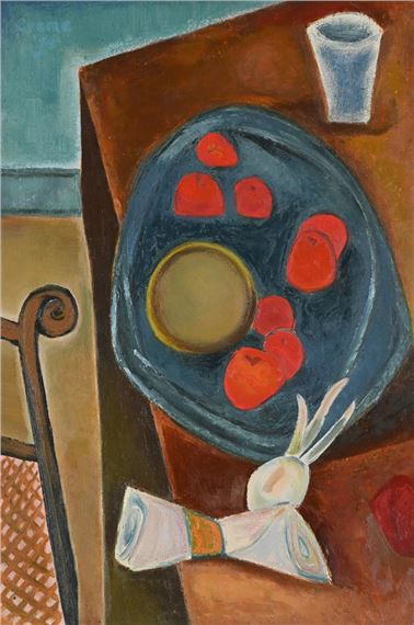Benjamin Creme | STILL LIFE WITH BLUE DISH (1956) | MutualArt
