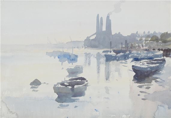 Edward Brian Seago | VIEW ACROSS THE THAMES TO LOTS ROAD POWER STATION ...