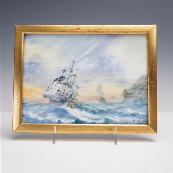 R. Lewis | Maritime Tile Painting, Signed by Helen Boehm | MutualArt