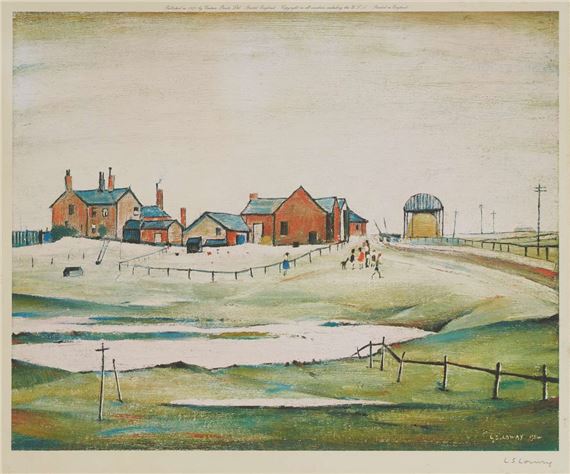 Laurence Stephen Lowry | LANDSCAPE WITH FARM BUILDINGS (1974) | MutualArt
