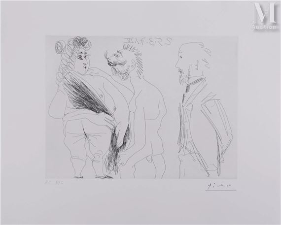 Picasso Pablo | Scène de séduction entre un homme dégénéré et une ...