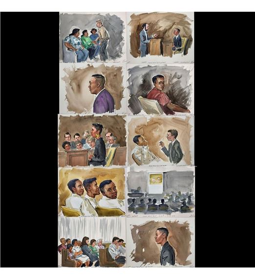 Barbara Maxwell | Set Of 38 Watercolor Courtroom, Narrative ...