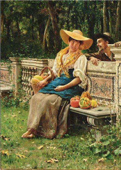 Federico Andreotti | Flirtation on the Park Bench (1847 - 1930) | MutualArt