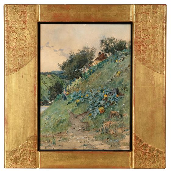 Eduard Zetsche | Steep slope with pumpkins (1898) | MutualArt