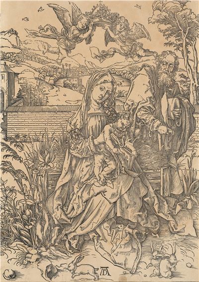 Albrecht Dürer | The Holy Family with Three Hares (1498) | MutualArt