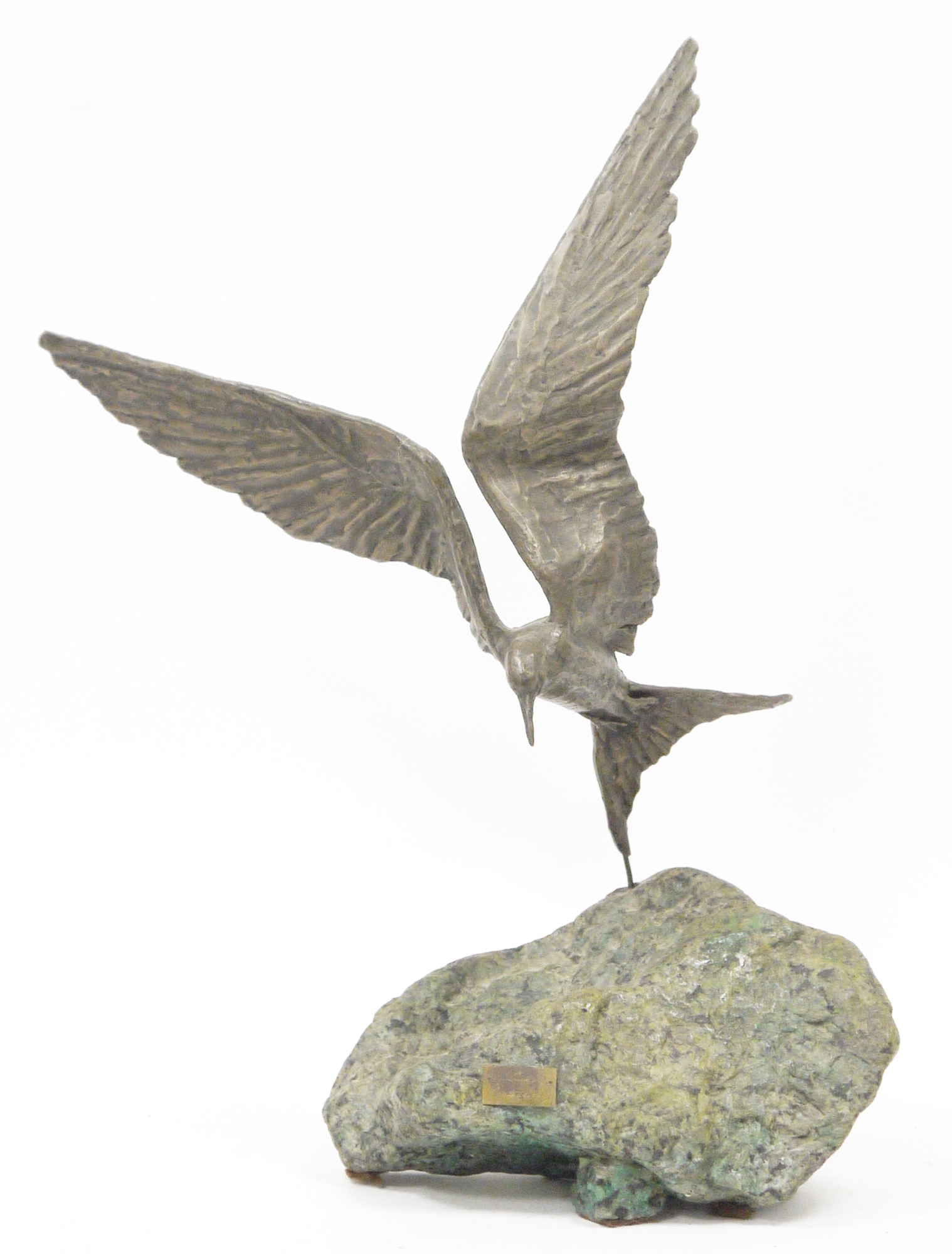 Grace Critchley | bronze effect model of a bird in flight over a rock ...