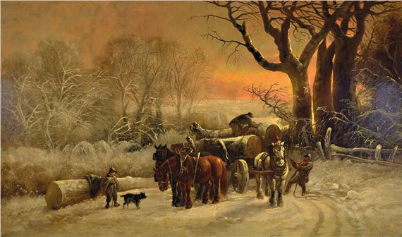 Thomas James Baker of Barth | The wooden workers at the snowy forest ...