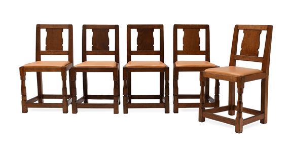 Robert Thompson | A Set of Five English Oak Dining Chairs (1940s ...