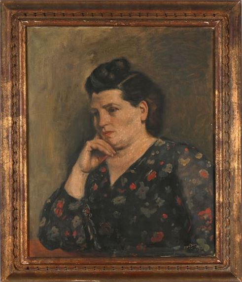 Henri Hayden | Portrait of a Woman with a Flowered Shirt (1939) | MutualArt
