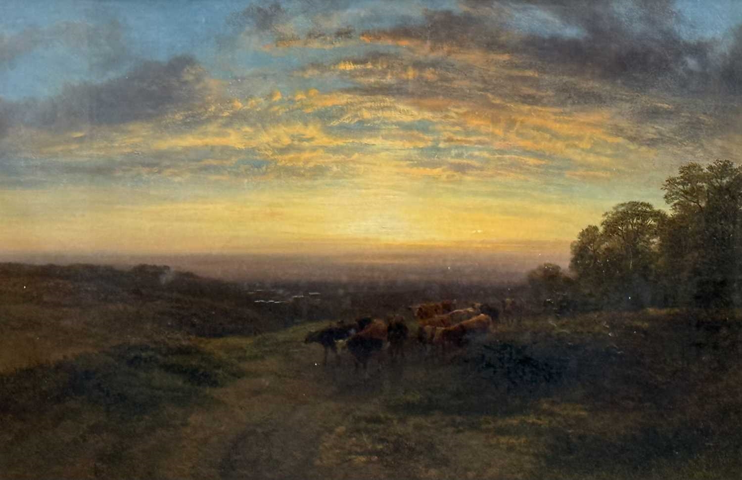 George Cole | extensive moorland sunset with cattle | MutualArt