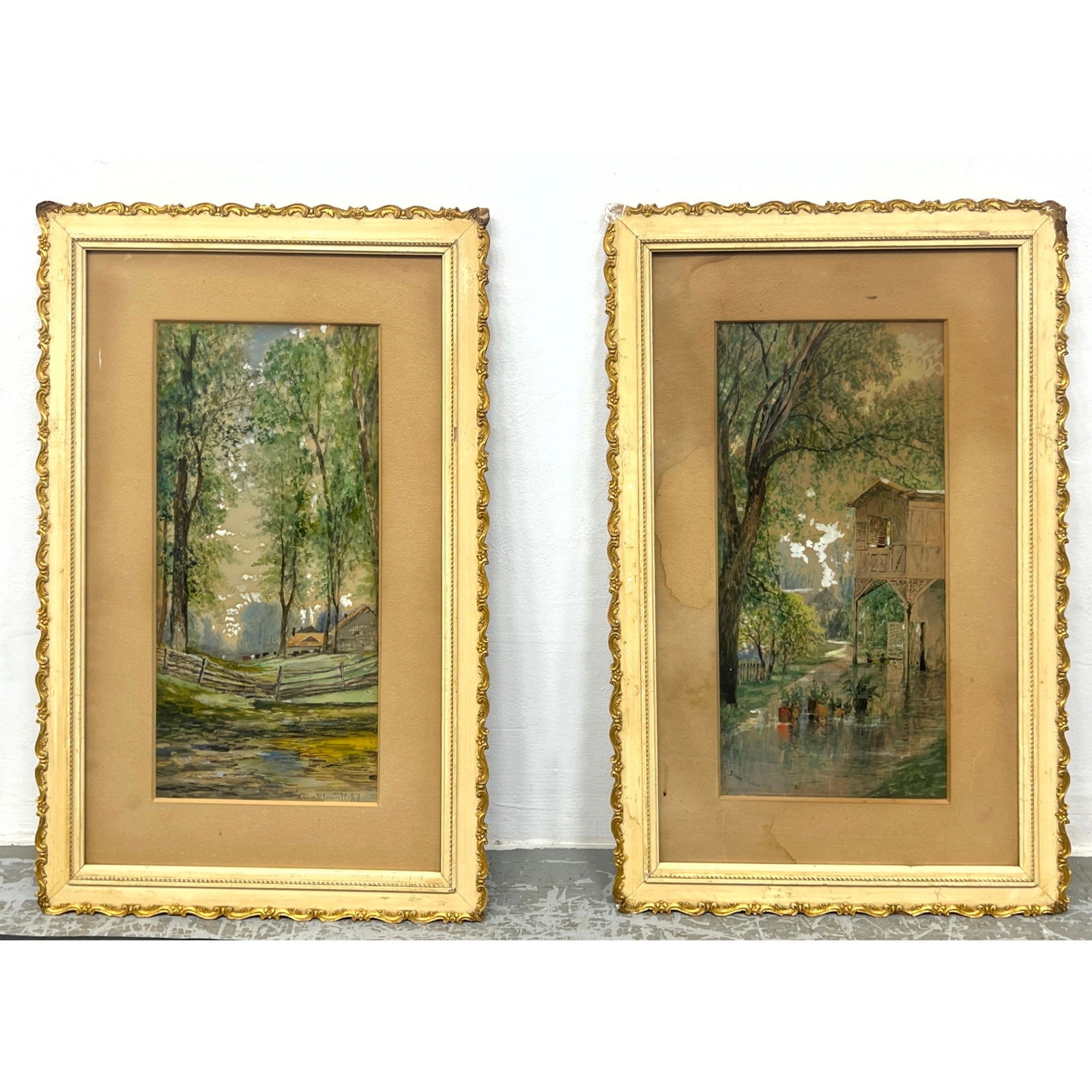 Edmund Darch Lewis | Pair EDMUND DARCH LEWIS Watercolor Paintings (1887 ...